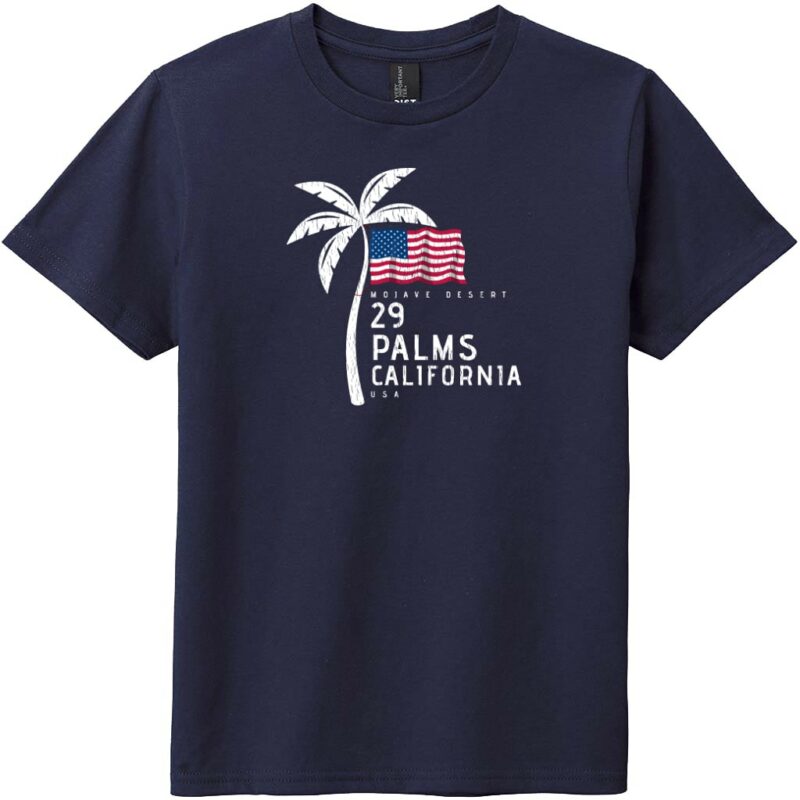 29 Palms California American Flag Palm Tree T-Shirt - California T-Shirts