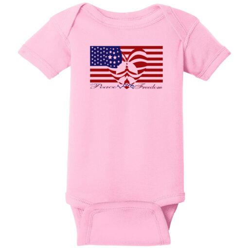 Peace Love Freedom Heart Flag Baby One Piece - Patriotic T-Shirts